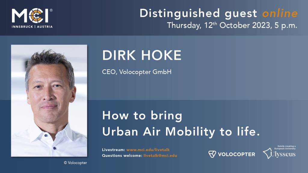 MCI Livetalk with Volocopter-CEO Dirk Hoke - MCI Innsbruck