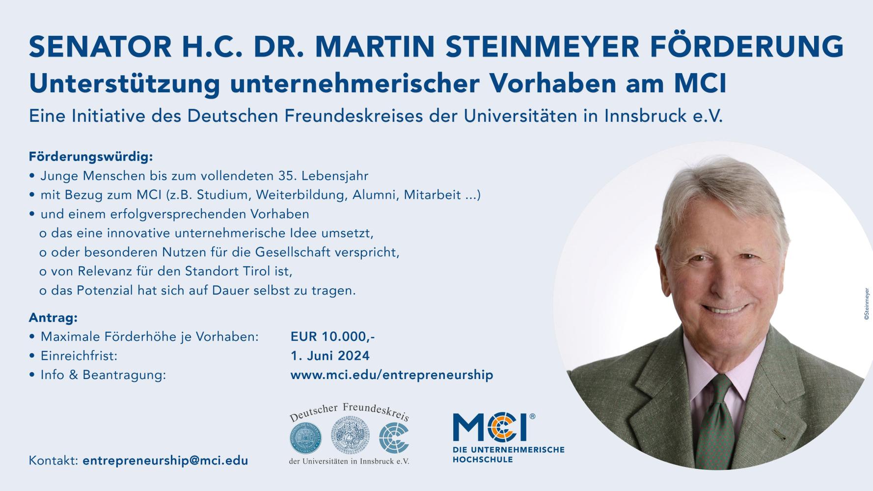 Dr Martin Steinmeyer Förderung - MCI Innsbruck