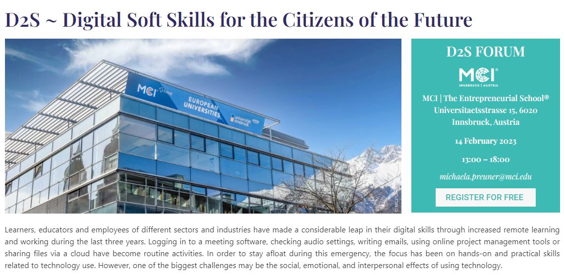 D2S ~ Digital Soft Skills for The Citizens of the Future - MCI Innsbruck