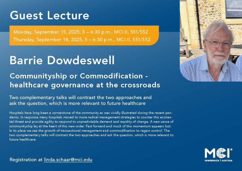 Guest Lecture - Barrie Dowdeswell - MCI Innsbruck